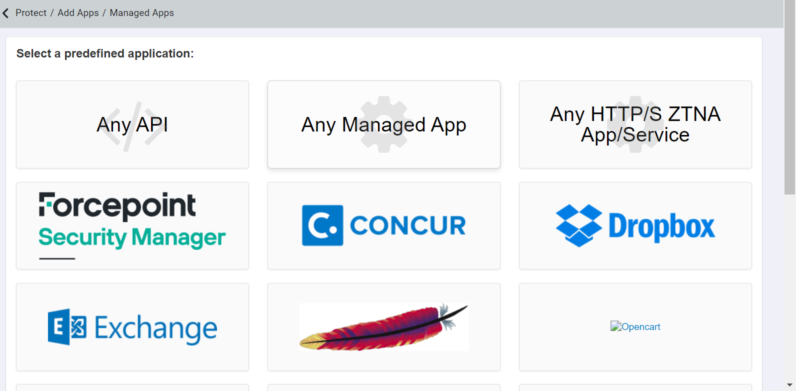 Adding managed cloud applications